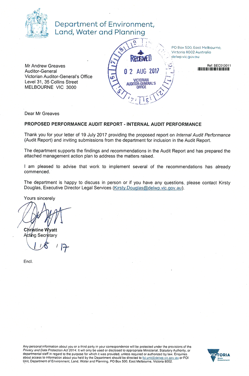 Internal Audit Performance | Victorian Auditor-General's Office